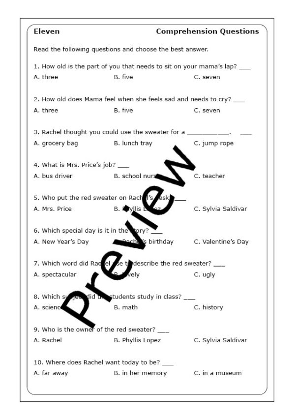Sandra Cisneros "Eleven" worksheets | Made By Teachers