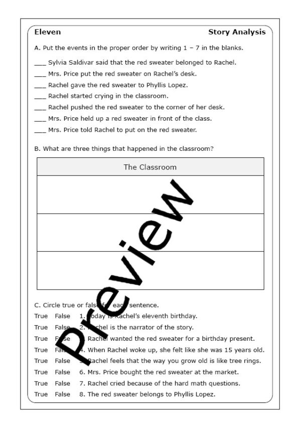 Sandra Cisneros "Eleven" worksheets | Made By Teachers