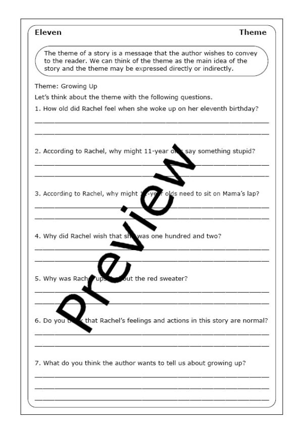 Sandra Cisneros "Eleven" worksheets | Made By Teachers