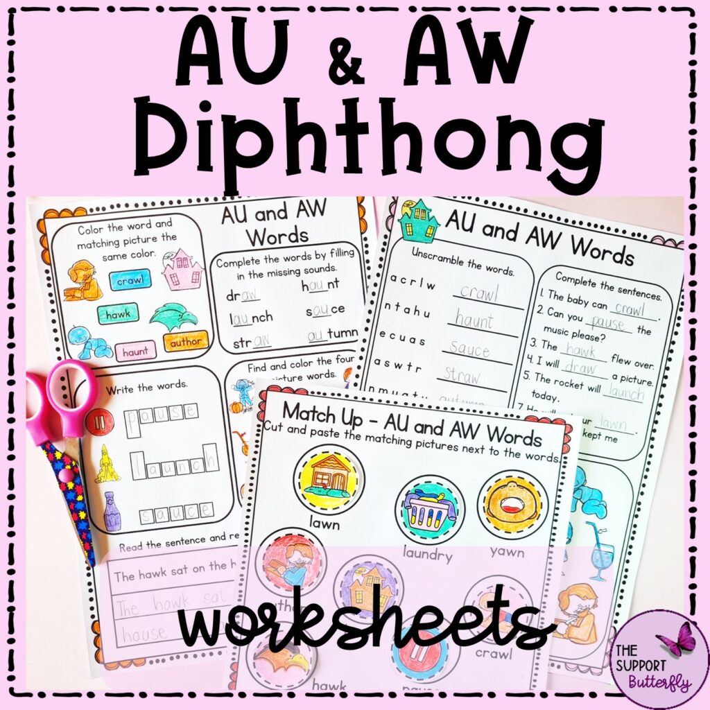 AU and AW Diphthong Worksheets | Made By Teachers