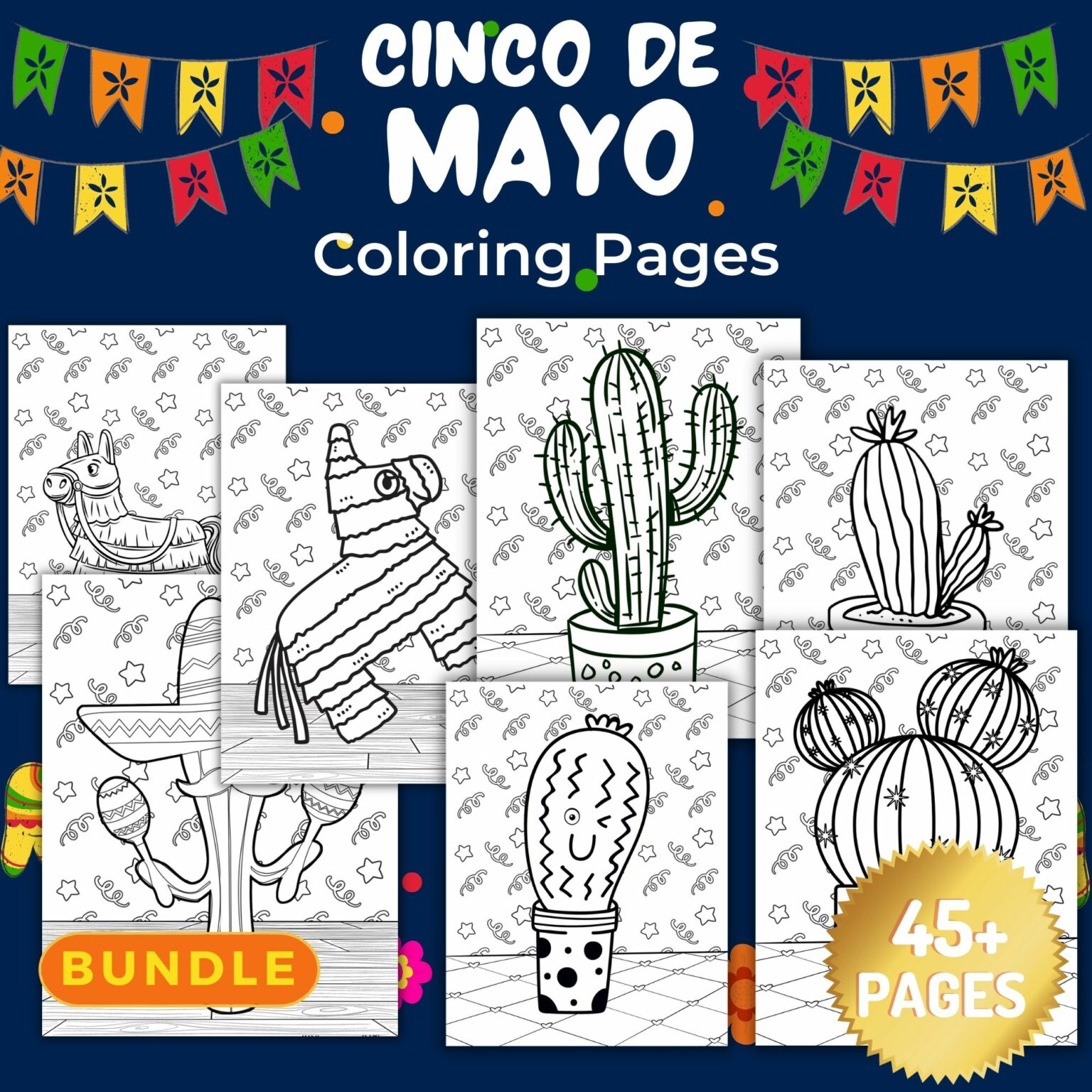 Printable Cinco de mayo Coloring Sheets Pages - Fun May Bundle ...