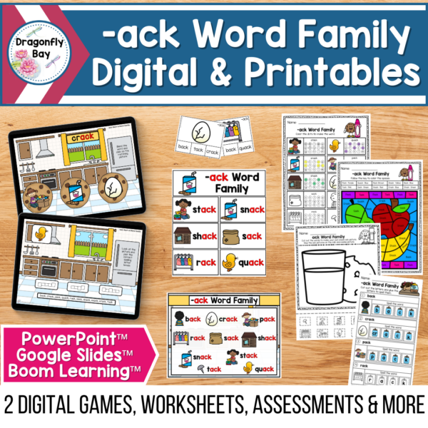 ack Word Family Blending and Spelling Printables and Digital Phonics ...