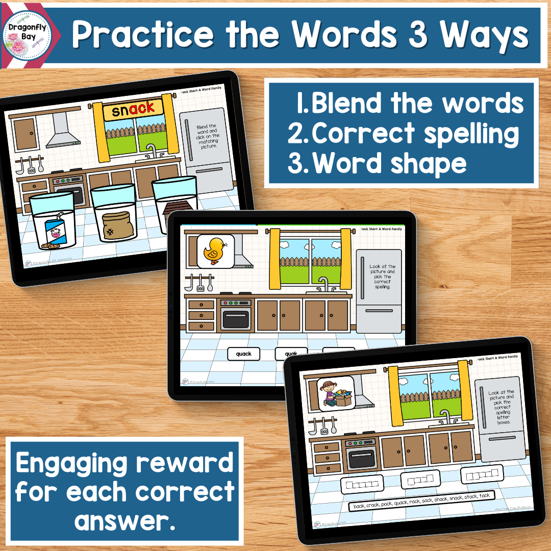 ack Word Family Blending and Spelling Printables and Digital Phonics ...
