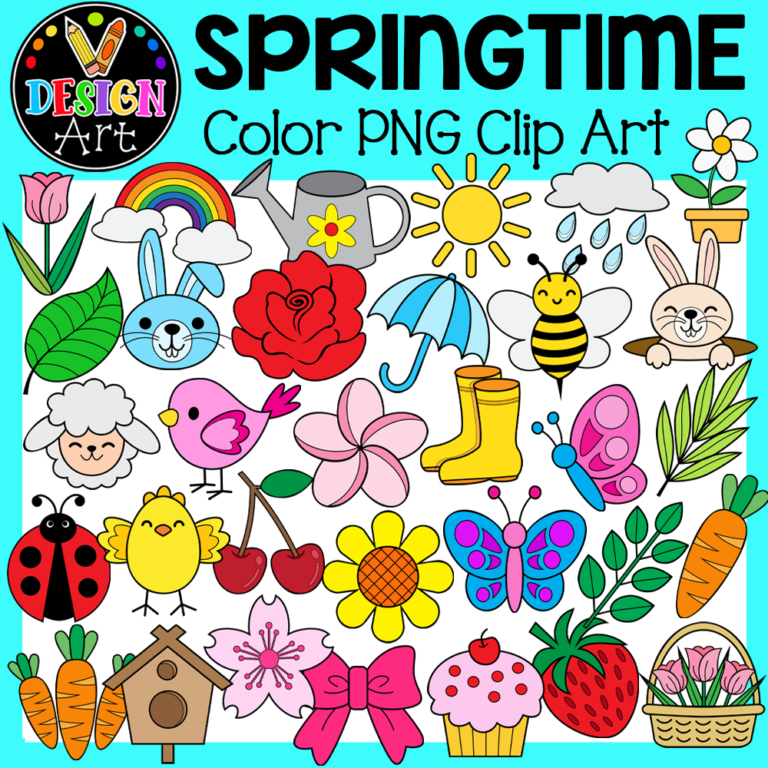 Springtime Color PNG Clip Art NO-Stroke Version | Made By Teachers