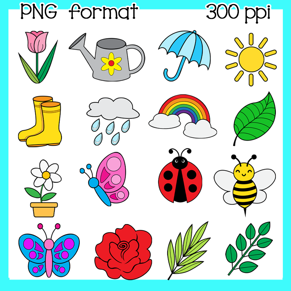 Springtime Color PNG Clip Art with Stroke | Made By Teachers