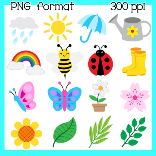 Springtime Color PNG Clip Art NO-Stroke Version | Made By Teachers