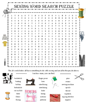 Sewing Word Search Puzzle (24 Sewing Terms) | Made By Teachers