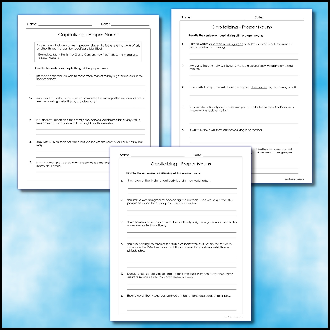 Capitalization of Proper Nouns - 3 practice worksheets - Grades 2-3 ...