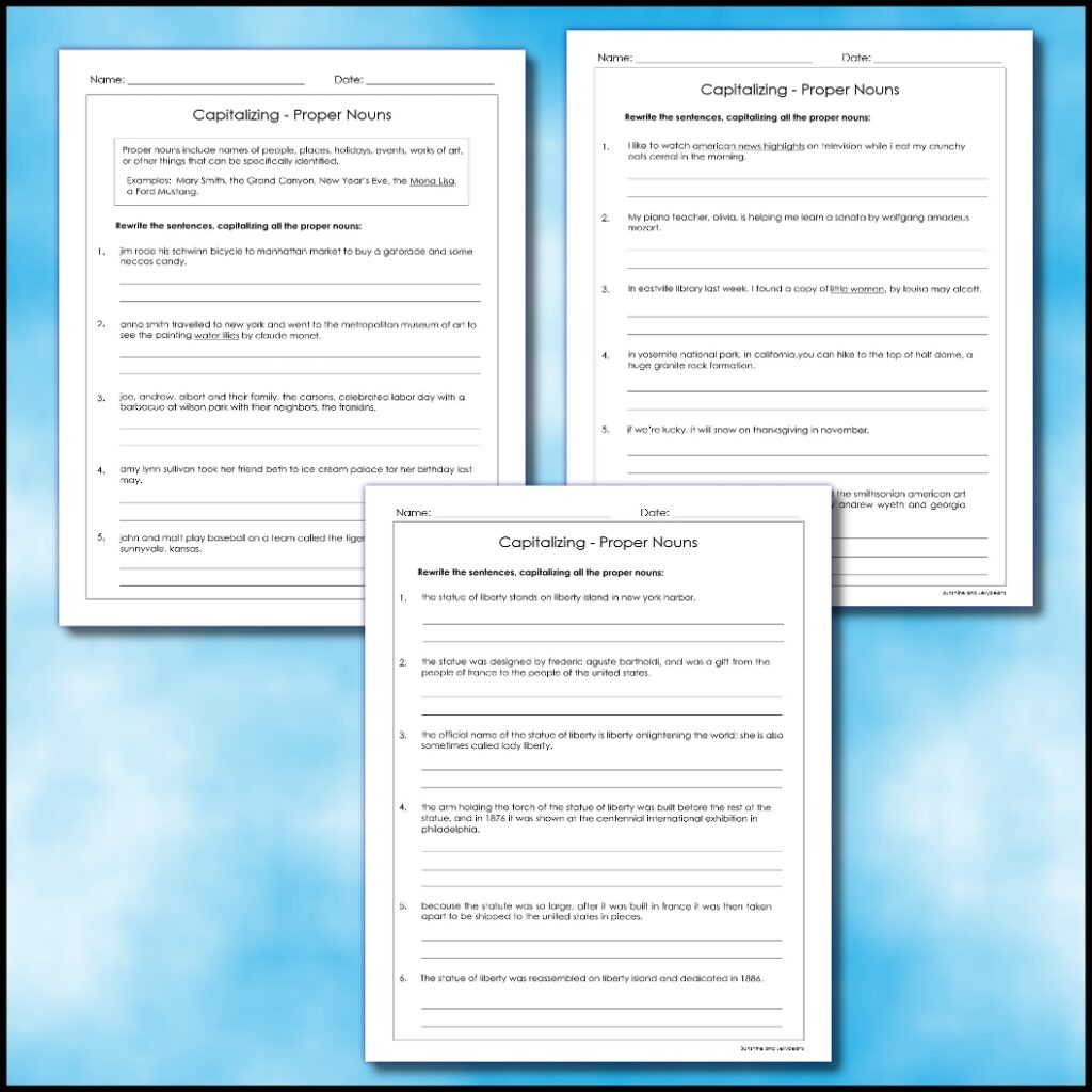 Capitalization of Proper Nouns - 3 practice worksheets - Grades 2-3 ...