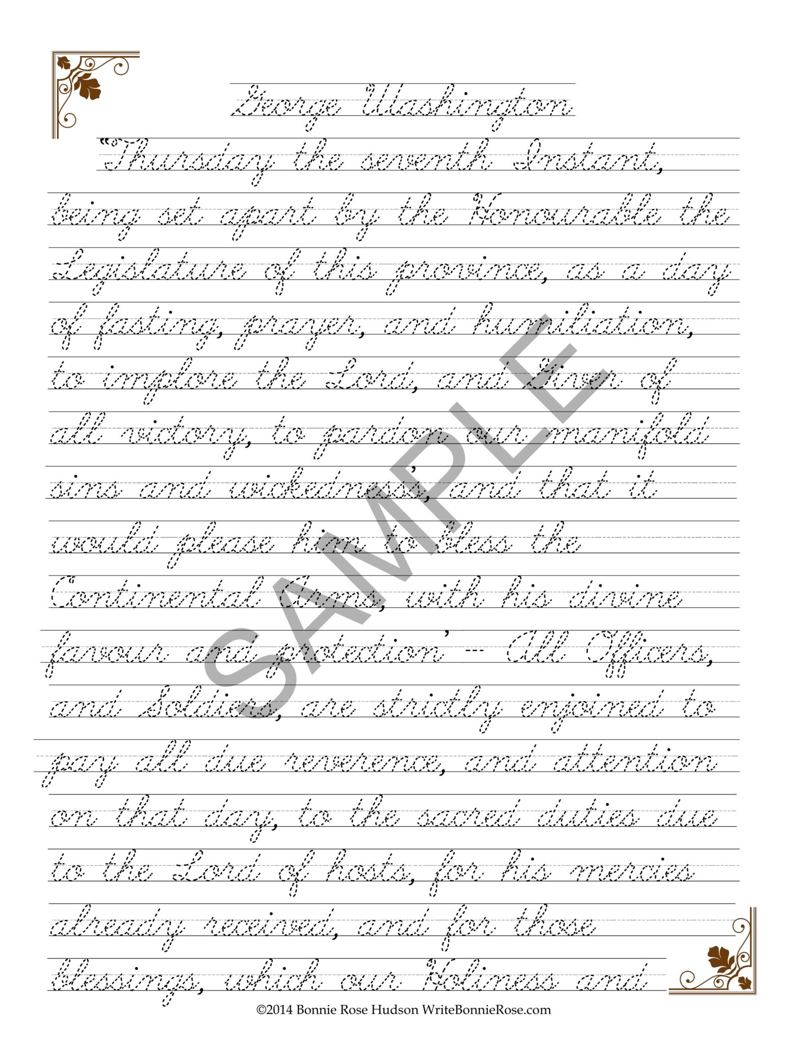 Revolutionary War Activities for Kids: Patriotic Copywork Cursive Style ...