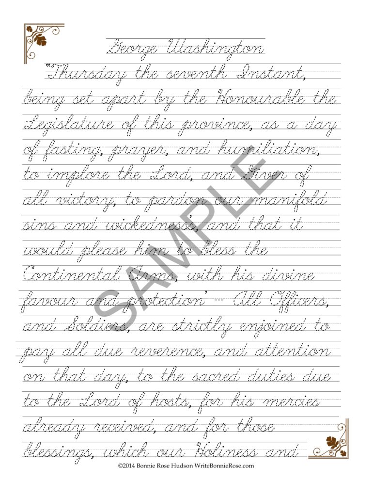 Revolutionary War Activities for Kids: Patriotic Copywork Cursive Style ...