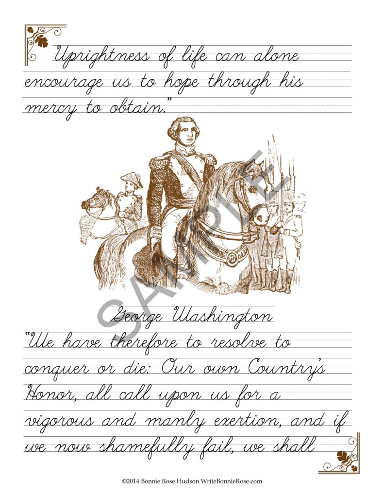 Revolutionary War Activities for Kids: Patriotic Copywork Cursive Style ...