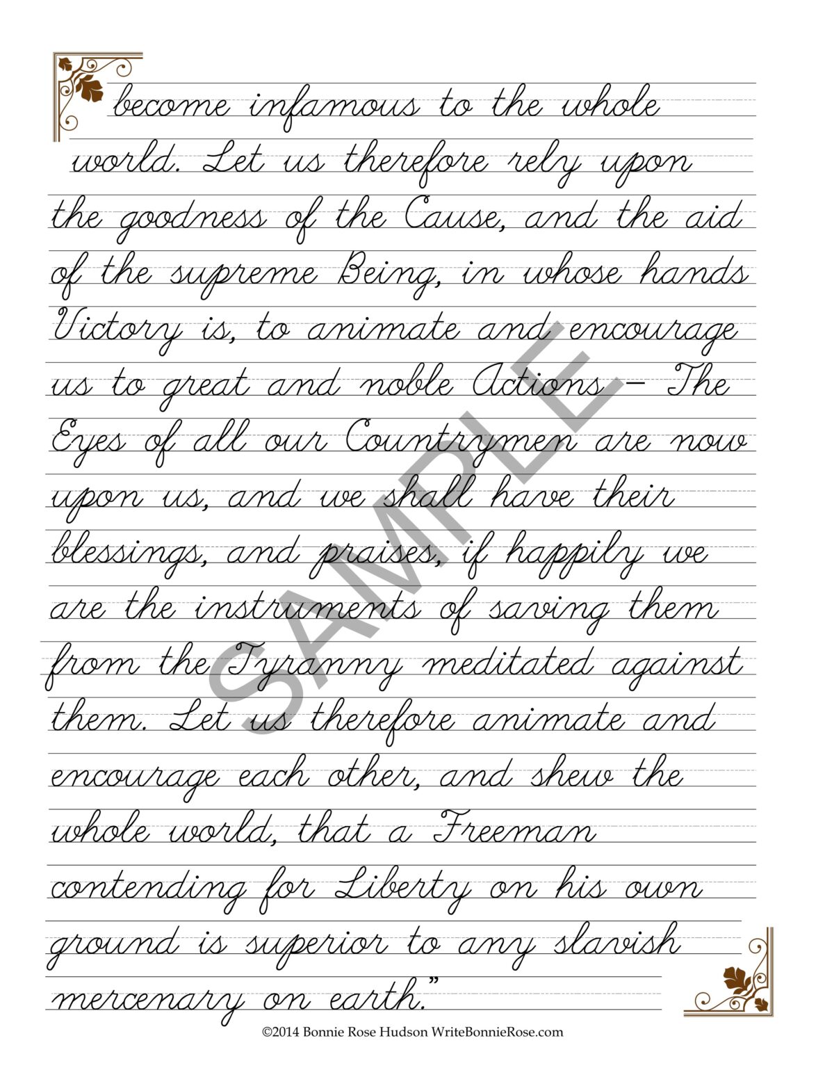 Revolutionary War Activities for Kids: Patriotic Copywork Cursive Style ...