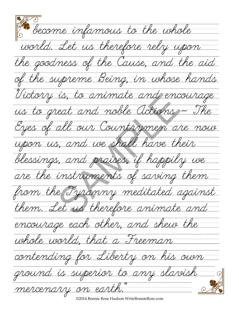Revolutionary War Activities for Kids: Patriotic Copywork Cursive Style ...