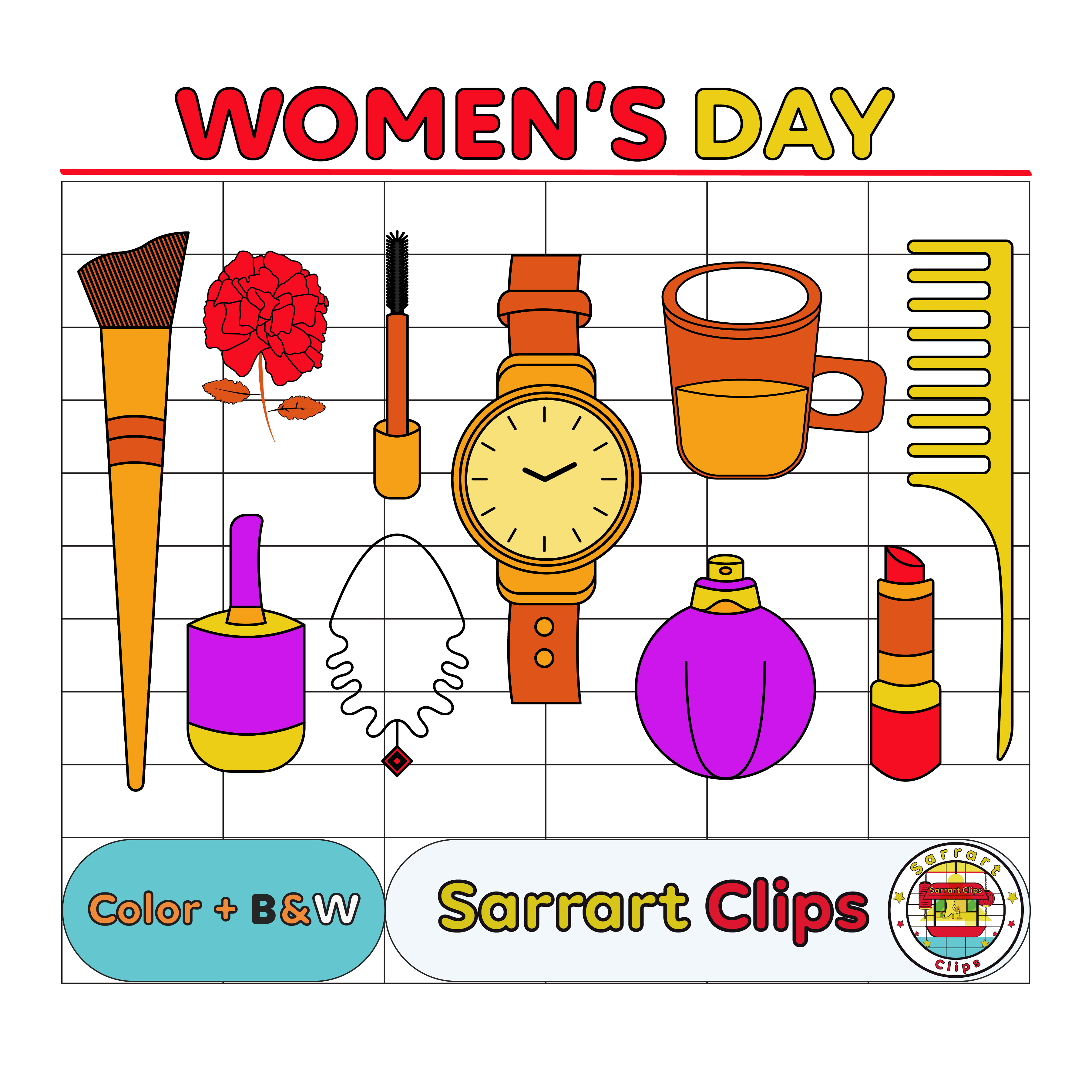Women's Day Clipart, Women's Accessories Set | Made By Teachers