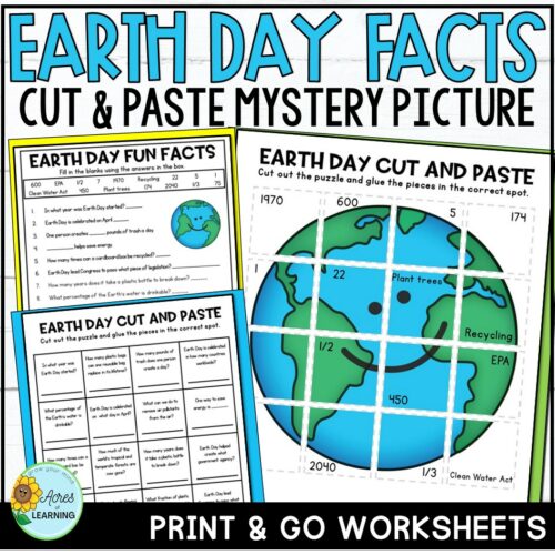 Earth Day Mystery Picture | Cut and Paste | Made By Teachers