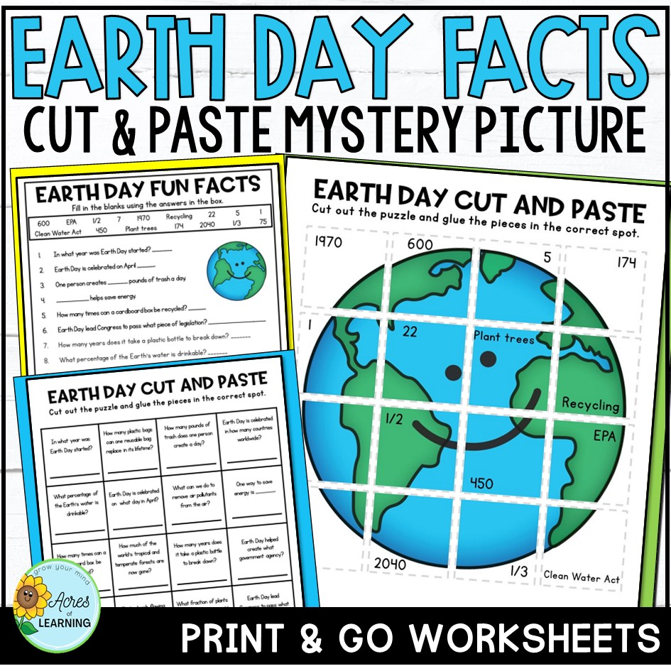 Earth Day Mystery Picture | Cut and Paste | Made By Teachers