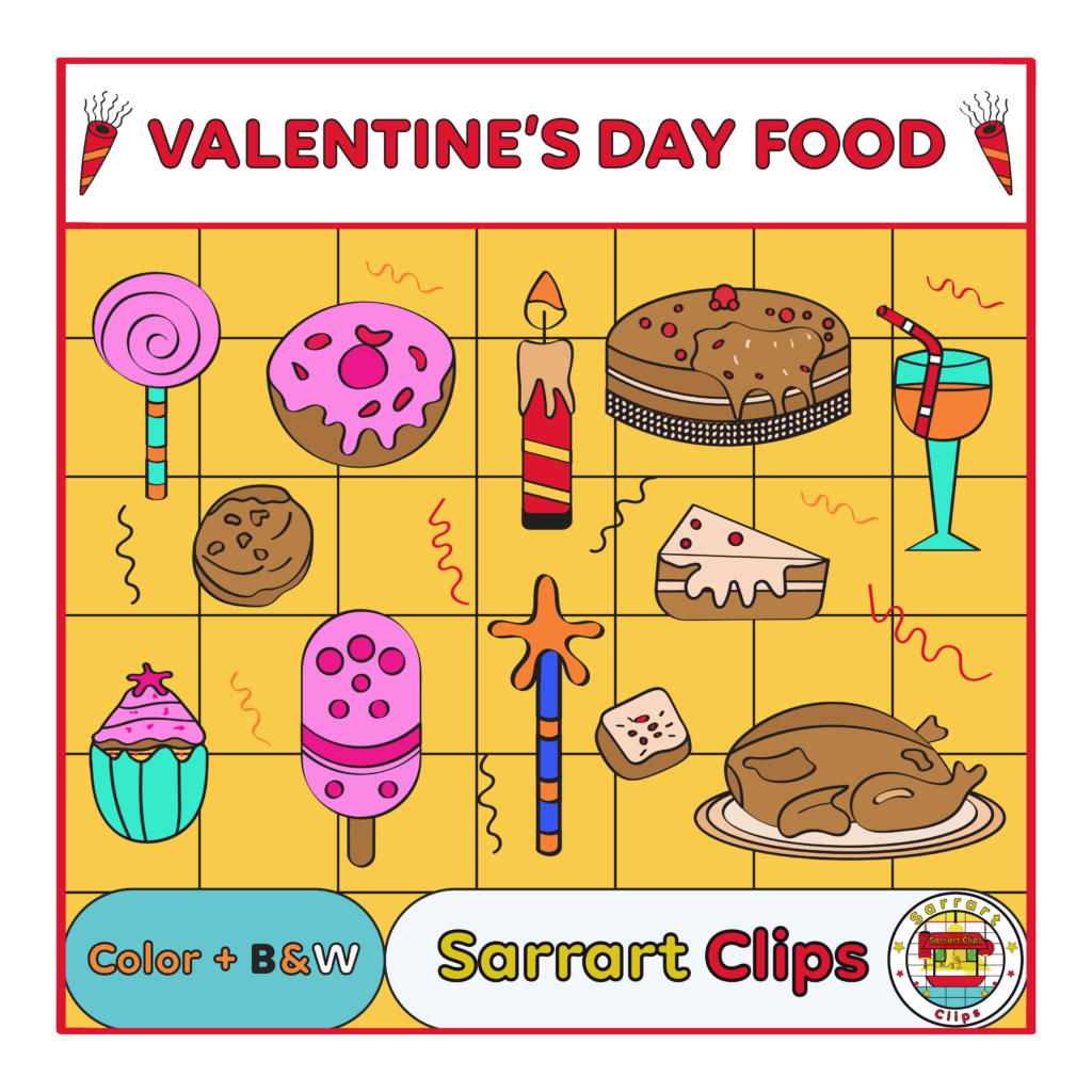 Valentine's Day Food Clipart, Party Food Set | Made By Teachers