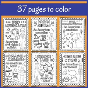 AAPI Heritage Month Coloring Pages Activities | Famous AAPI Coloring ...
