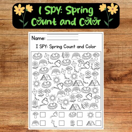 Spring I SPY Coloring Pages (Count and Color) | April, May Activity ...