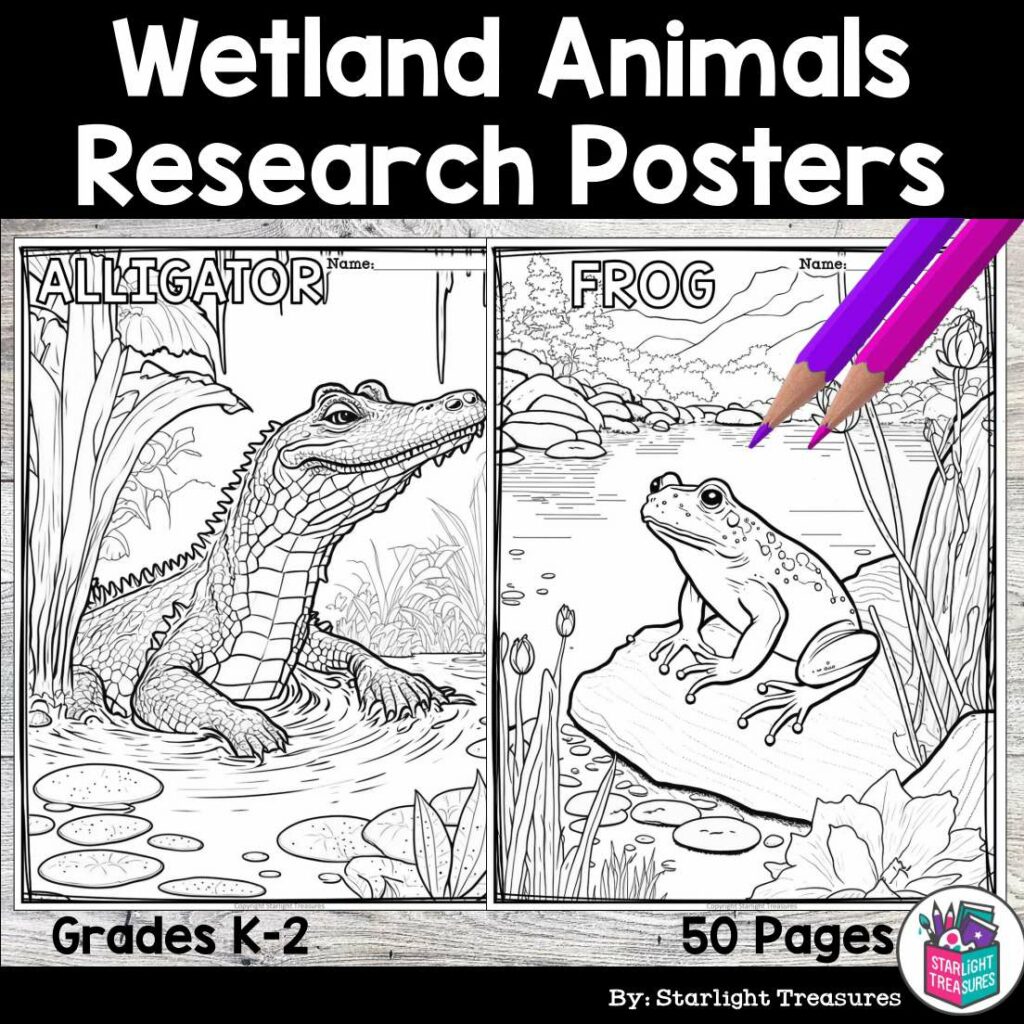 Wetland Animals Research Posters, Coloring Pages - Animal Research ...