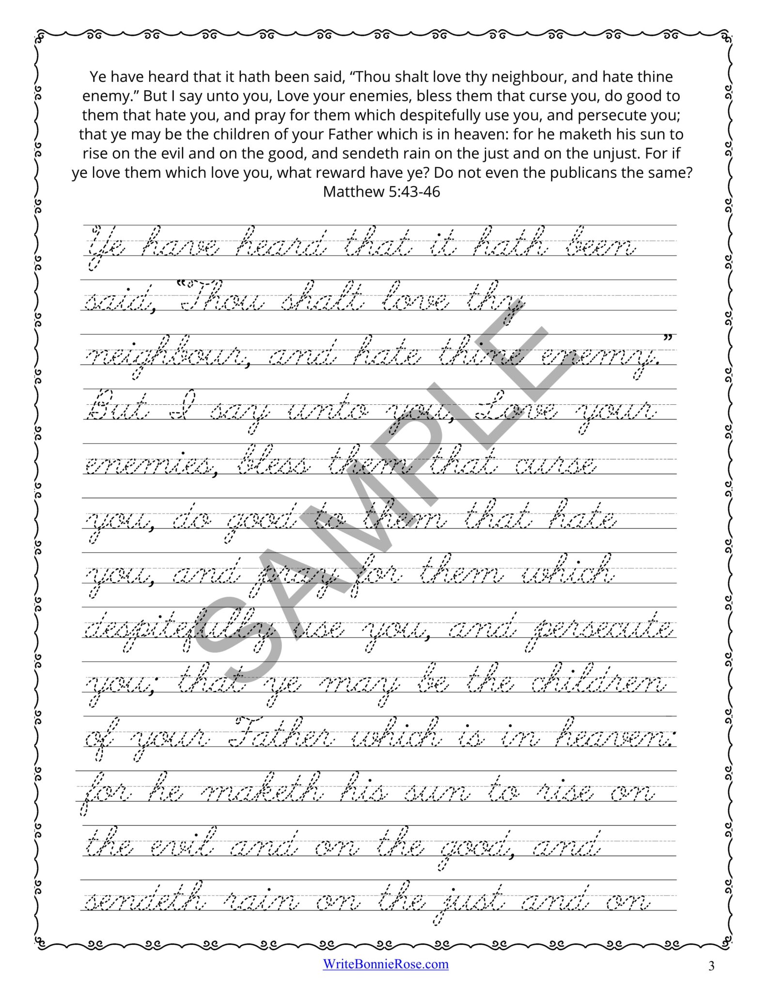 Scripture Copywork-Verses About Love from the Gospels-Cursive | Made By ...