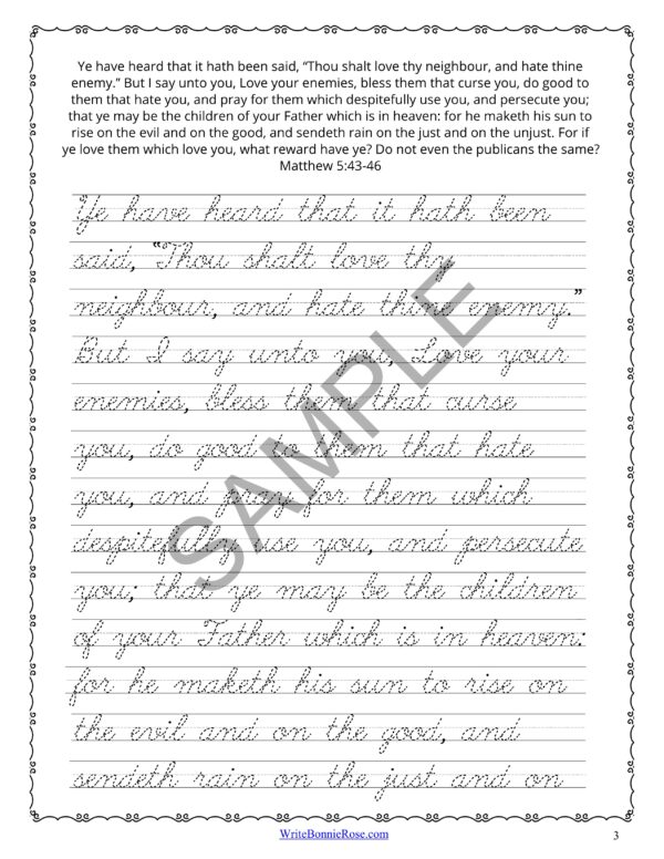 Scripture Copywork-Verses About Love from the Gospels-Cursive | Made By ...