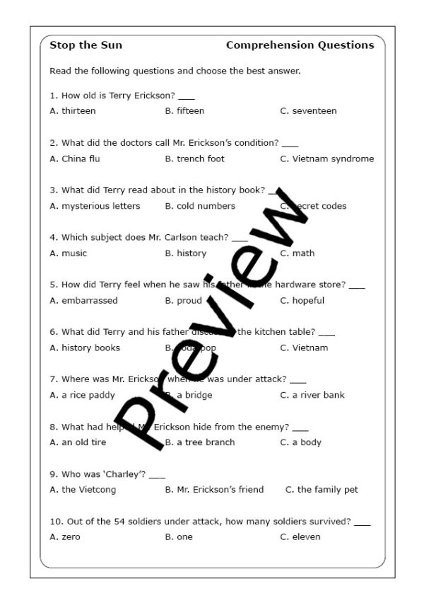 Gary Paulsen "Stop the Sun" worksheets | Made By Teachers