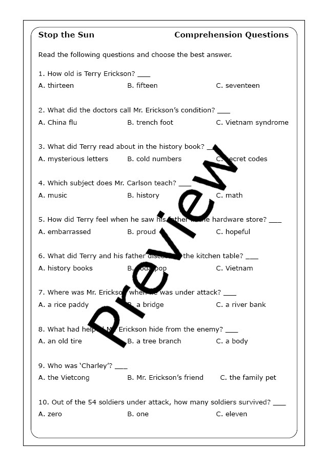 Gary Paulsen "Stop the Sun" worksheets | Made By Teachers