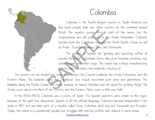 My Book About Colombia with Cursive Copywork | Made By Teachers