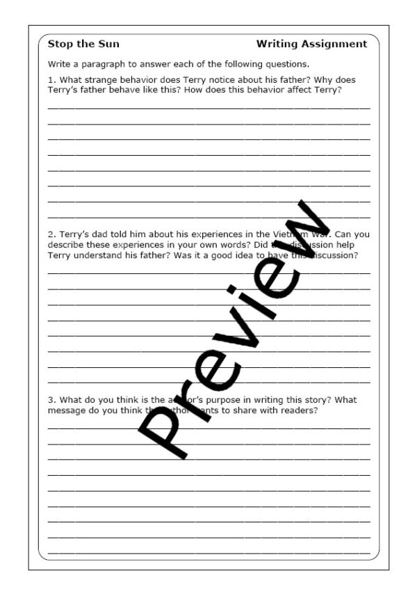 Gary Paulsen "Stop the Sun" worksheets | Made By Teachers