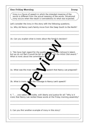 Langston Hughes "One Friday Morning" worksheets | Made By Teachers