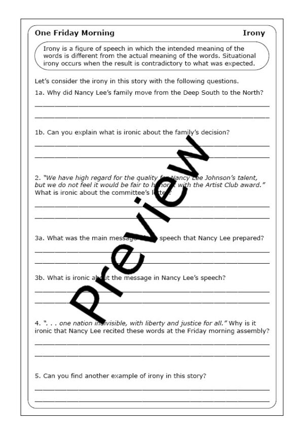 Langston Hughes "One Friday Morning" worksheets | Made By Teachers