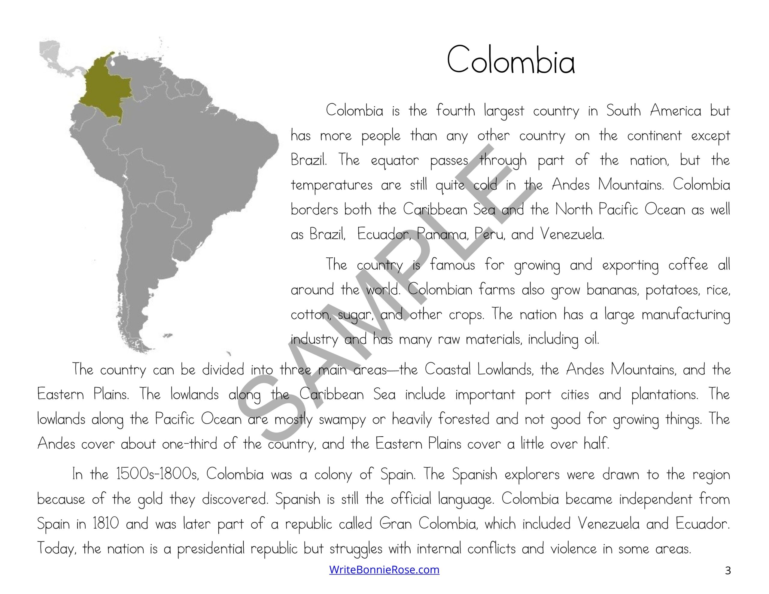 My Book About Colombia with Print Copywork | Made By Teachers