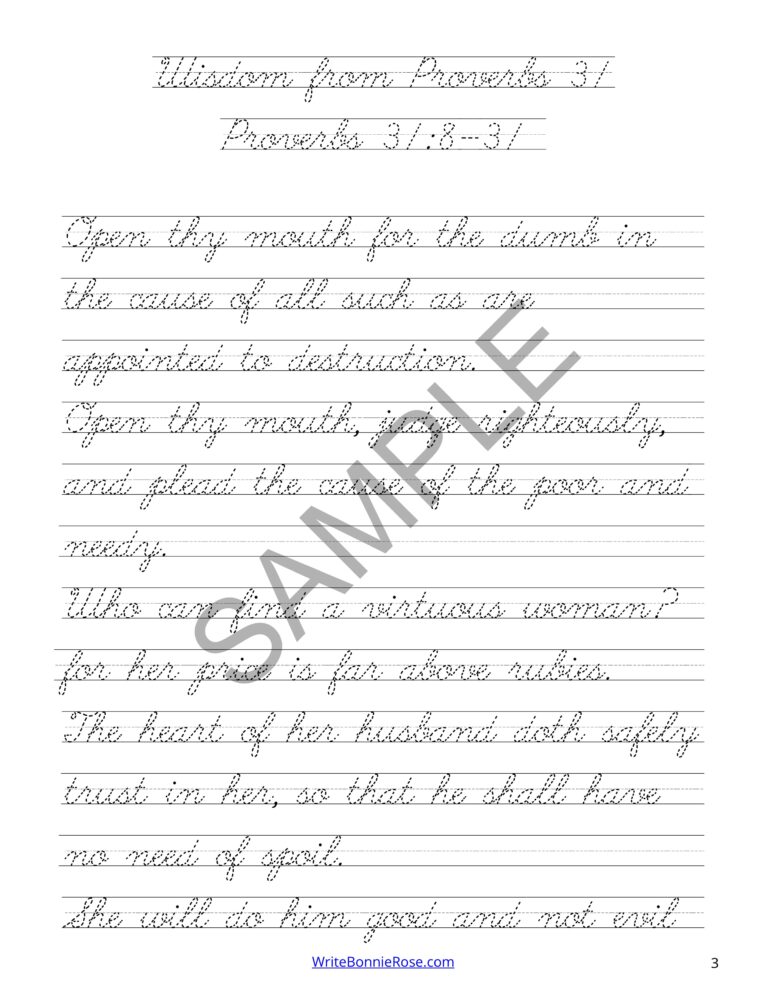 Copywork from Proverbs 31: Cursive | Made By Teachers