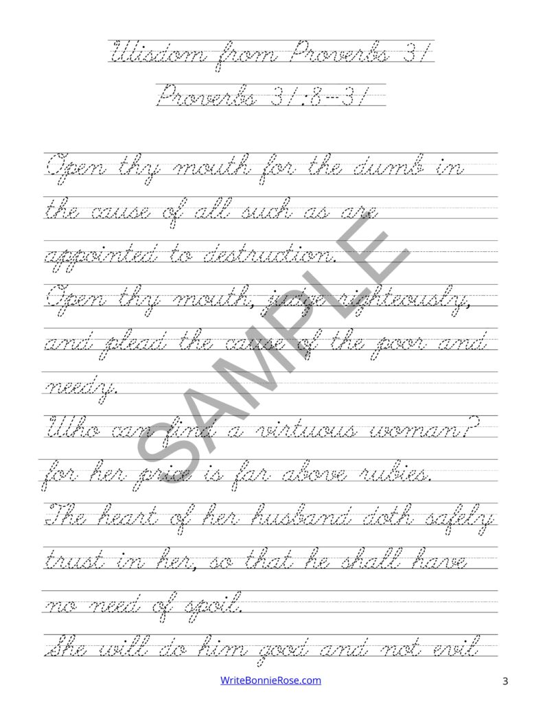 Copywork from Proverbs 31: Cursive | Made By Teachers