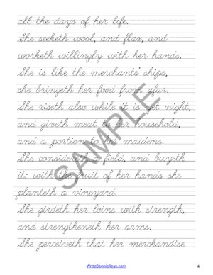 Copywork from Proverbs 31: Cursive | Made By Teachers