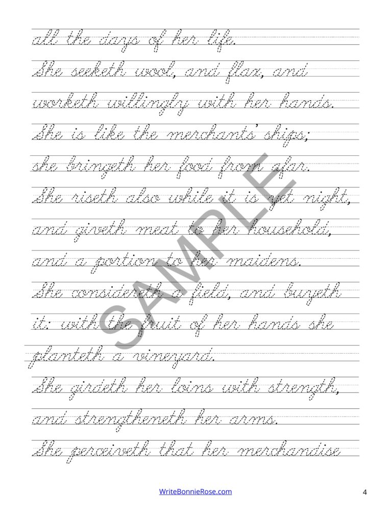 Copywork from Proverbs 31: Cursive | Made By Teachers