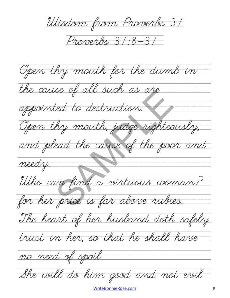 Copywork from Proverbs 31: Cursive | Made By Teachers