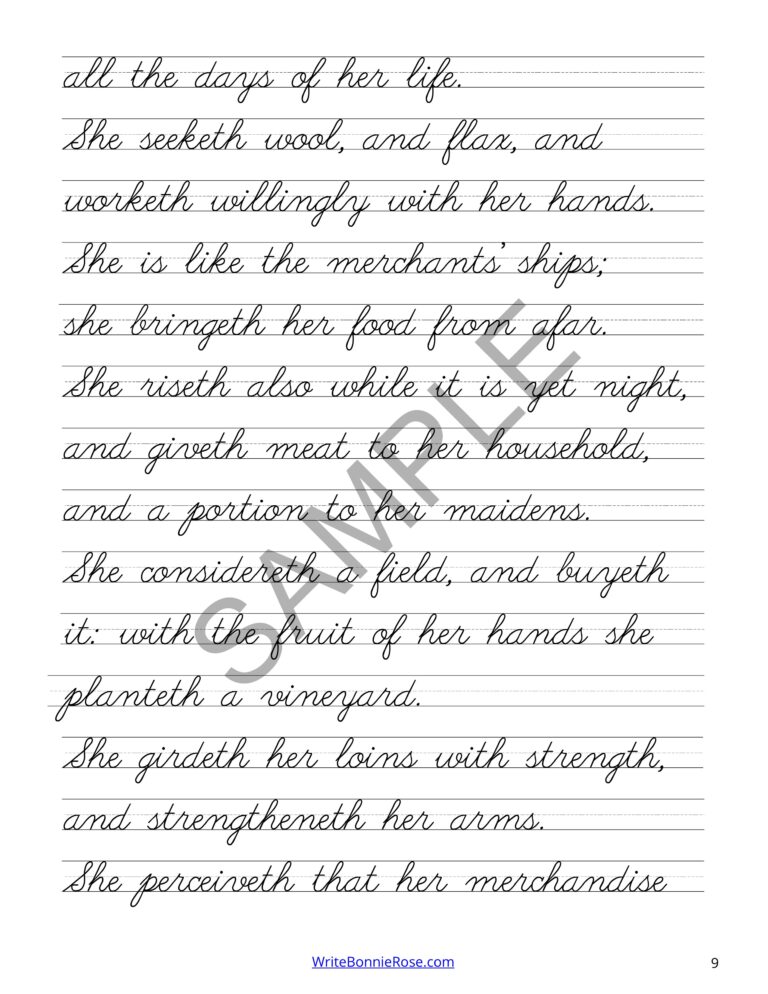 Copywork from Proverbs 31: Cursive | Made By Teachers