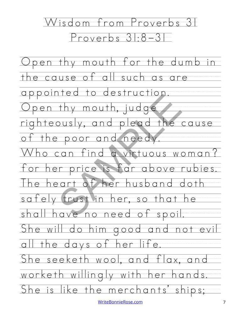 Copywork from Proverbs 31: Print | Made By Teachers