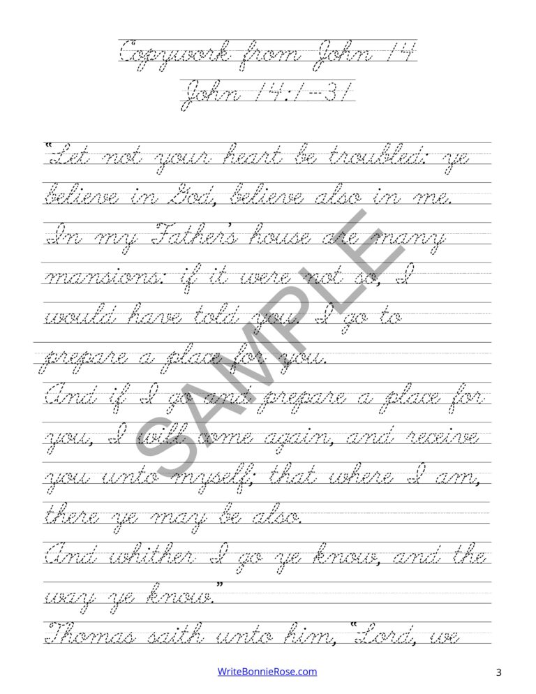 Copywork from John 14 Cursive Version | Made By Teachers