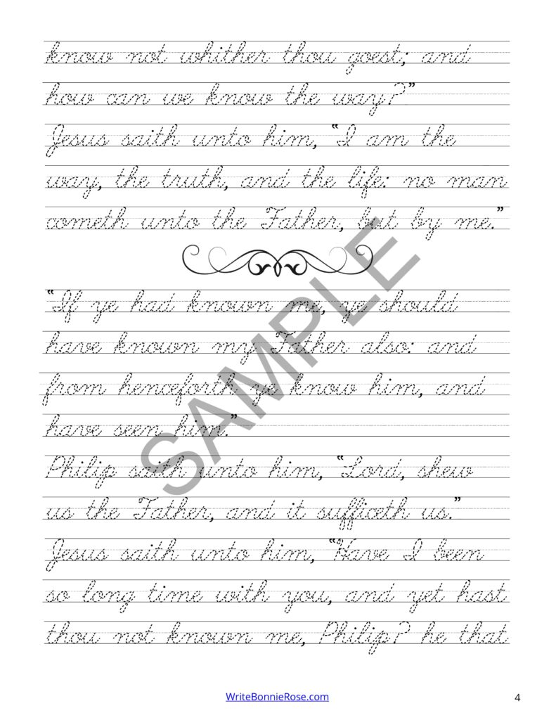 Copywork from John 14 Cursive Version | Made By Teachers