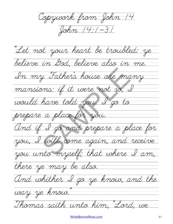 Copywork from John 14 Cursive Version | Made By Teachers