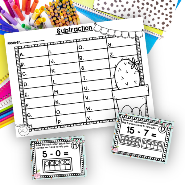 Addition & Subtraction with Ten Frames Task Cards Kindergarten 1st ...