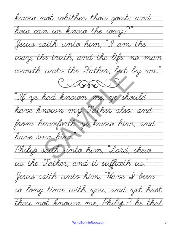Copywork from John 14 Cursive Version | Made By Teachers