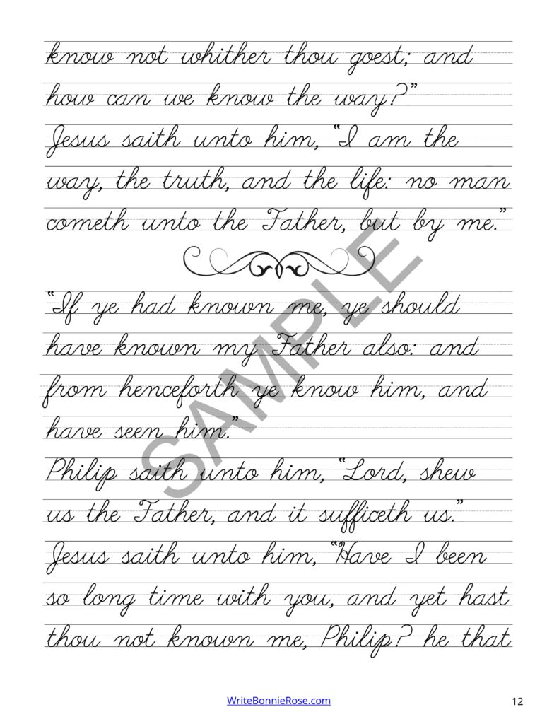 Copywork from John 14 Cursive Version | Made By Teachers