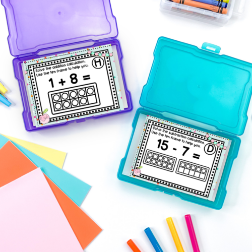Addition & Subtraction with Ten Frames Task Cards Kindergarten 1st ...
