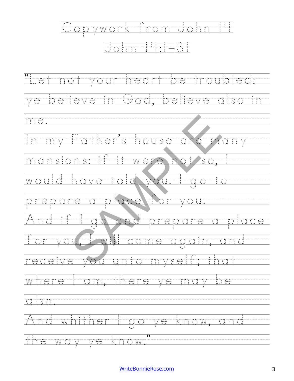 Copywork from John 14 Print Version | Made By Teachers