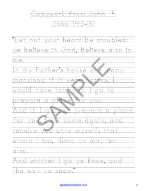 Copywork from John 14 Print Version | Made By Teachers